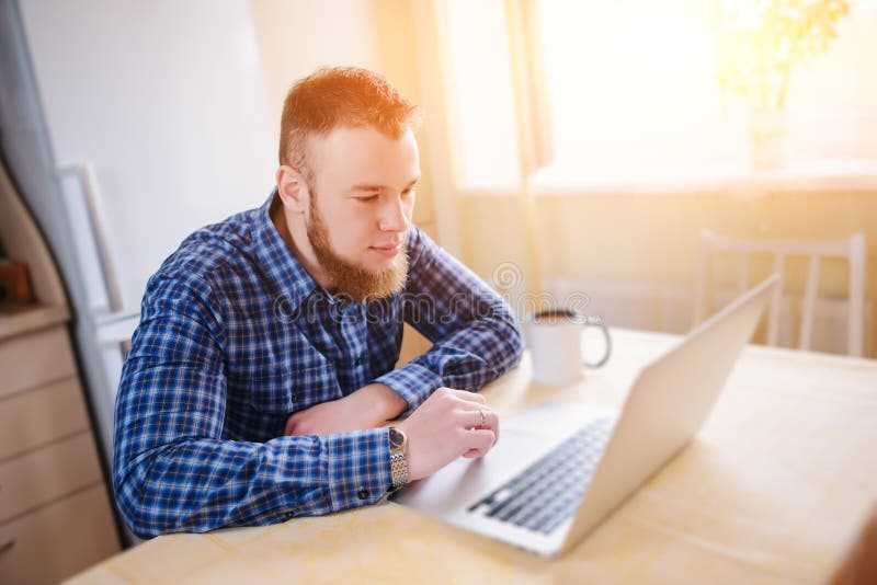 Close Up of Executive Business Man with Laptop Working Concentrated ...