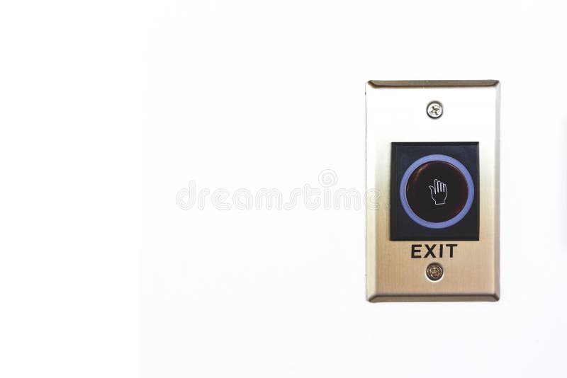 Close Up Exit Button Sensor Access Control with White Hand Symbol and ...