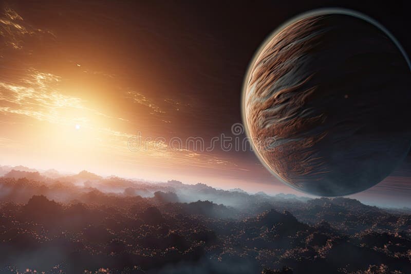 Close-up of Exoplanet, with Its Clouds and Surface Visible Stock ...