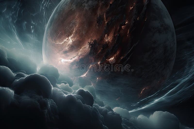 Close-up of Exoplanet, with Massive Storm System Raging Across the ...