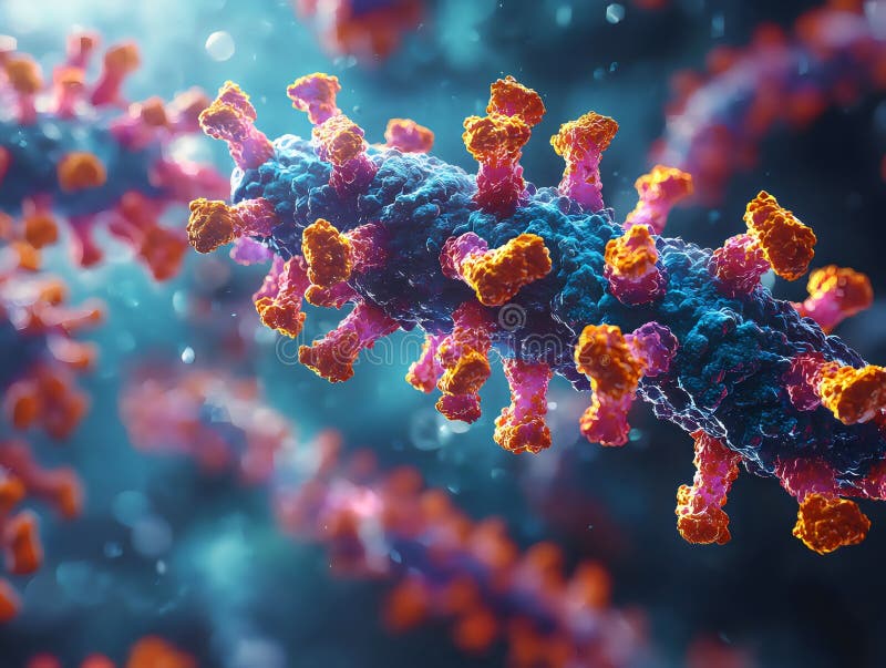 Close-up of Exotic Virus Cells Under a Microscope View, Showcasing ...