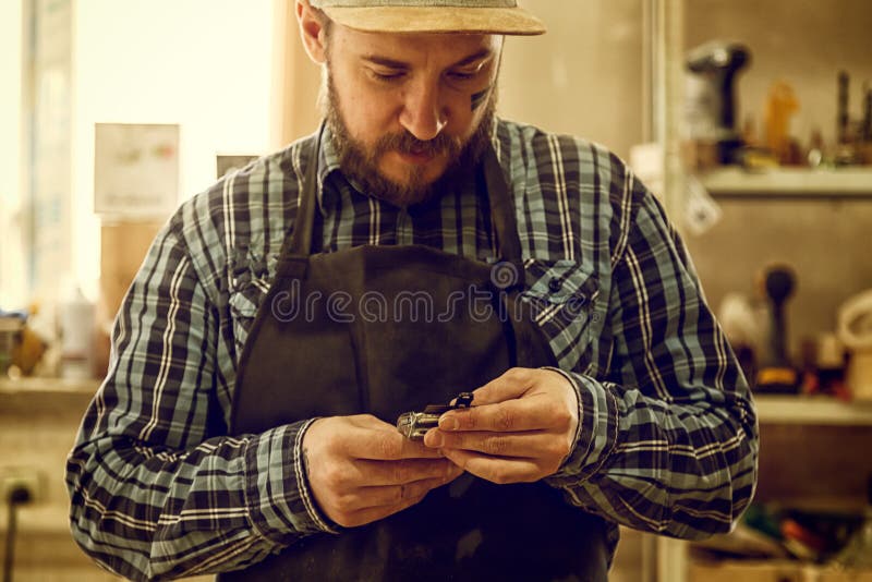 Experienced Carpenter in Workshop Stock Photo - Image of professional ...