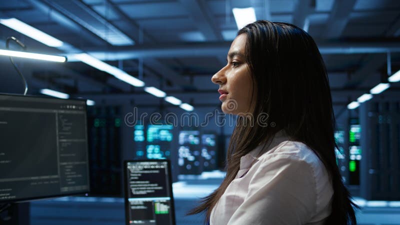Close Up of it Expert in Server Hub Establishing Performance Benchmarks Stock Image - Image of ...
