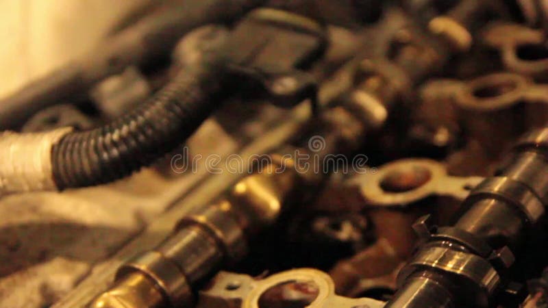 Close-up Exploded Car Engine in Garage Stock Footage - Video of ...
