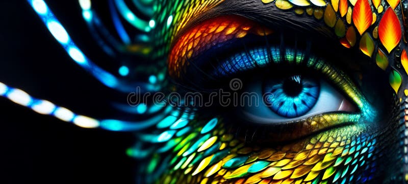 A Close-Up Exploration of Psychedelic Eye Art Stock Illustration ...