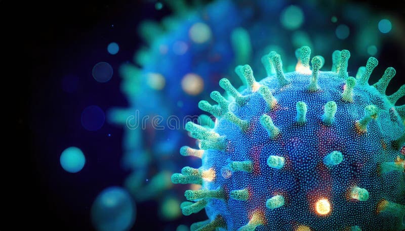 Close-up Exploration of Virus Structure Showcasing Complex Surface ...