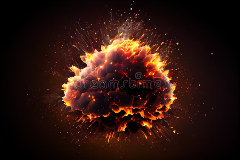 Close-up Explosion on a Black Background. 3d Illustration Stock ...