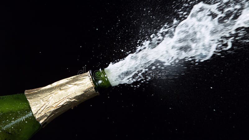Champagne Popping, Detail of Bottle with Wine Explosion Stock Image ...