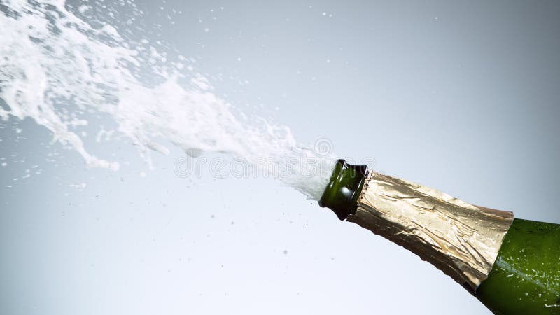Close-up of Explosion of Champagne Bottle Stock Photo - Image of ...