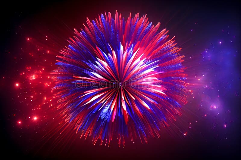 Close-up Explosion of Red and Blue Fireworks. Generative AI Stock ...