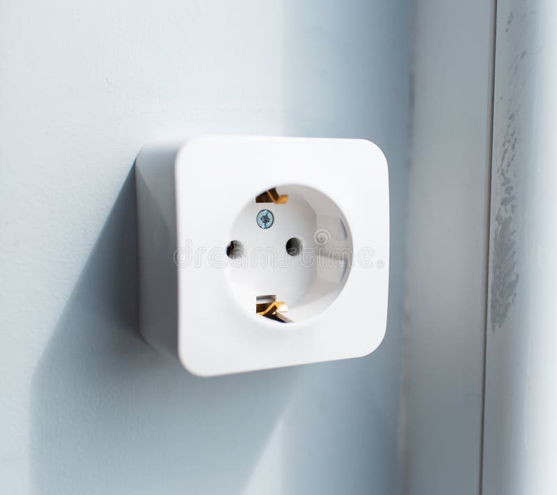 Close-up of Exterior Socket of White Color. Stock Image - Image of ...
