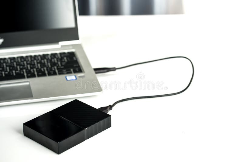 Close Up of External Hard Disk Drive for Connect To Laptop, Transfer or ...