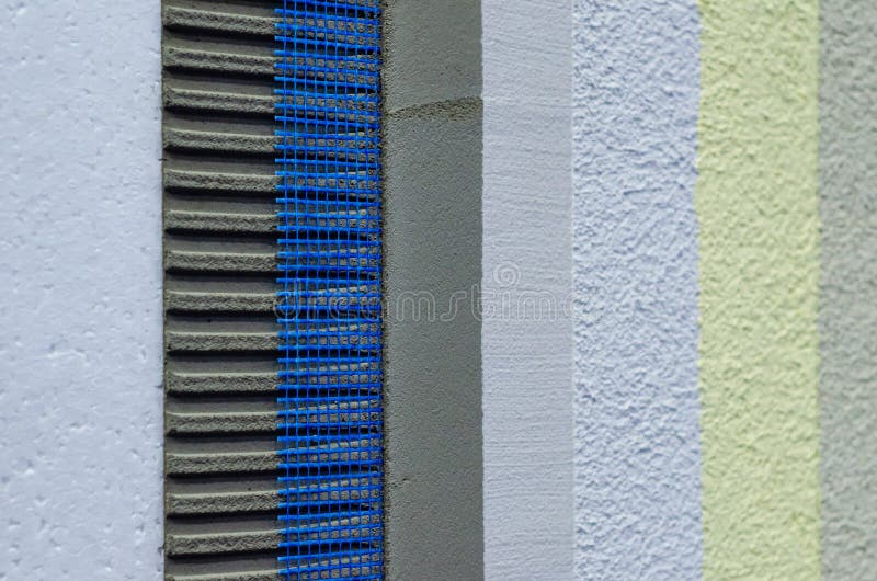 Close-up of External Wall Insulation Systems and Facade Cladding Stock ...