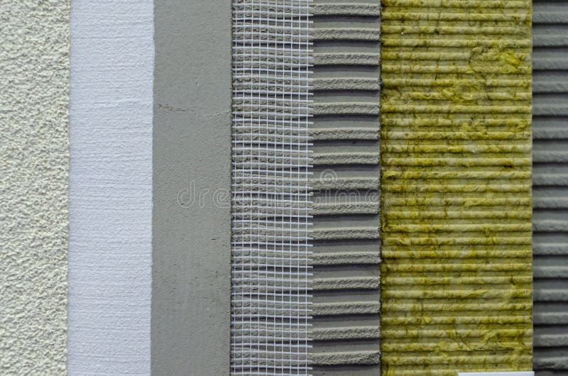 Close-up of External Wall Insulation Systems and Facade Cladding Stock ...