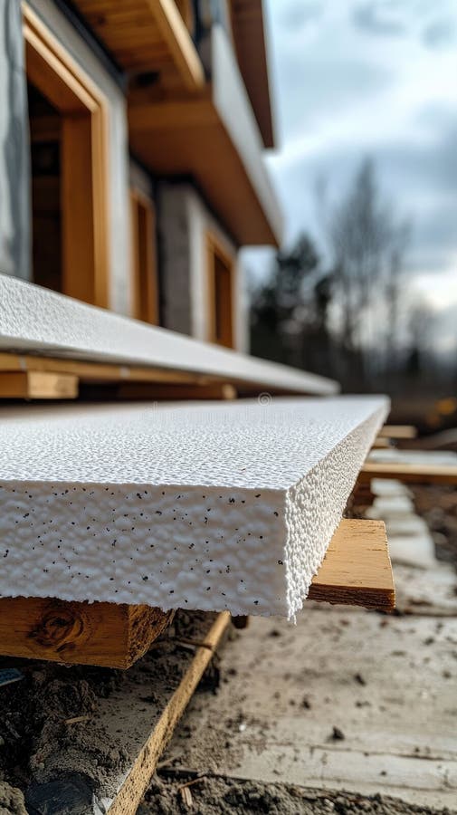 Close-up of Extruded Polystyrene Insulation Boards at Construction Site ...