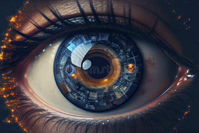 Close Up of the Eye Against a Technological Backdrop Stock Illustration ...