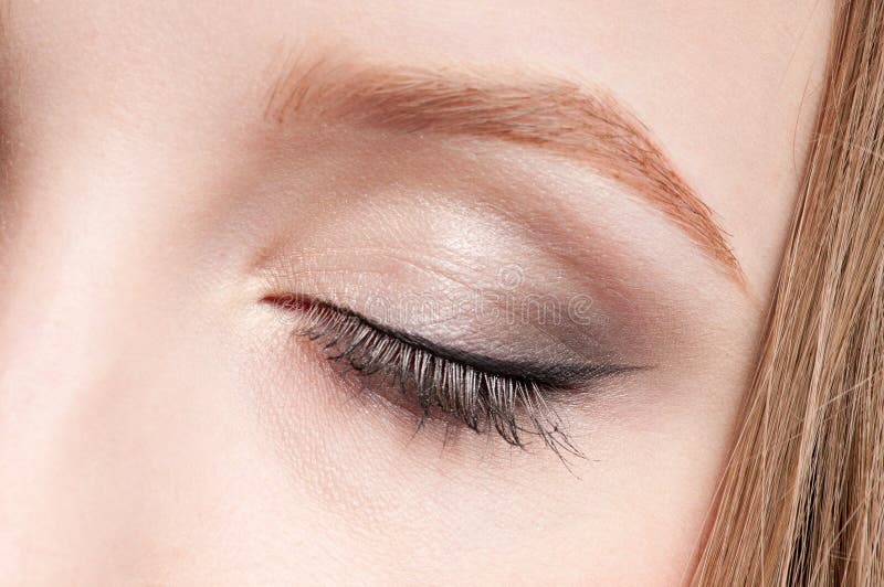 Close-up Eye of Beauty Young Woman Stock Image - Image of pleasant ...