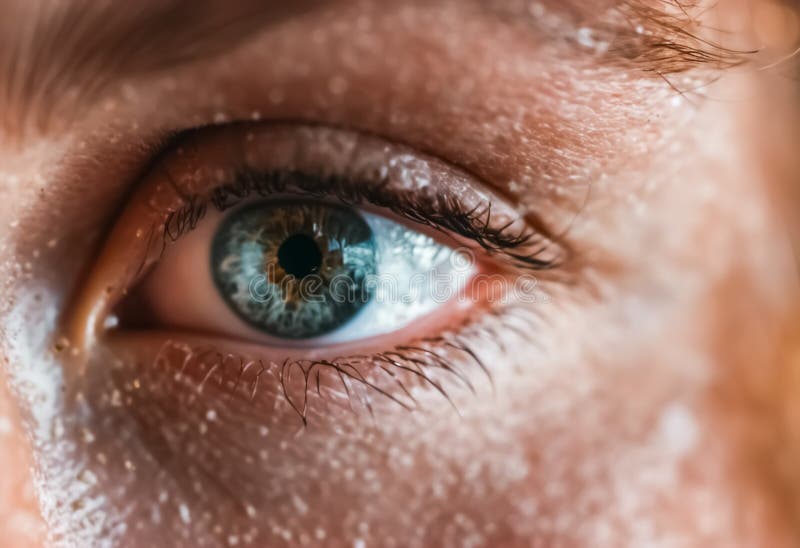 A Close - Up of an Eye with Blue Reflection on it Stock Photo - Image ...