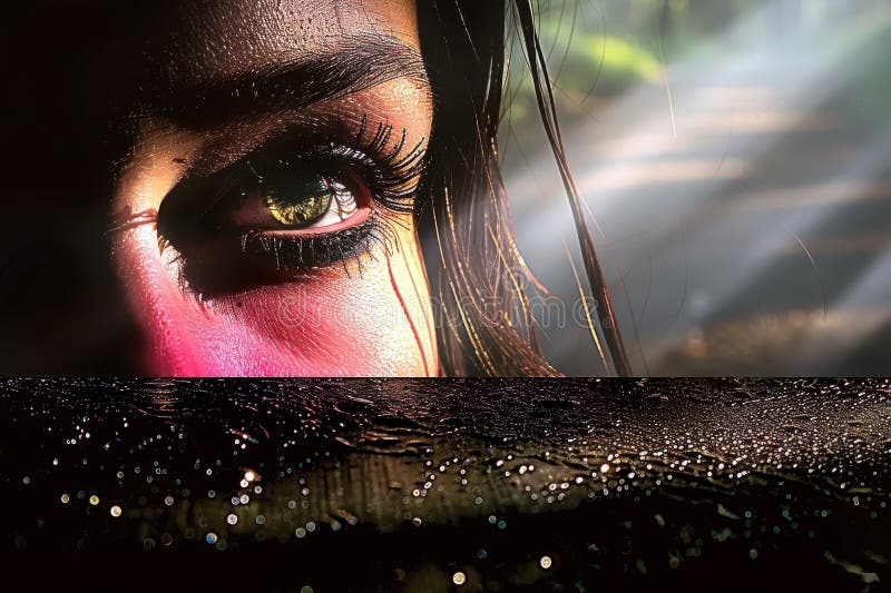 Close-up of an Eye with Blurred Reflections and Natural Light in the ...