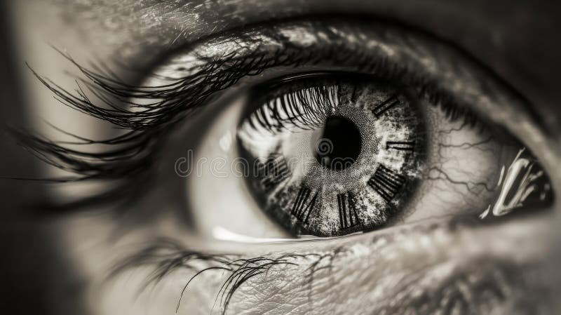 Close-up of Eye with Clock Overlay Symbolizing Time and Reflection ...