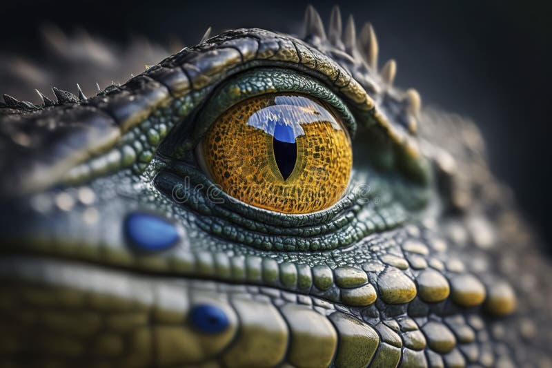 A Close Up of an Eye of a Crocodile Stock Illustration - Illustration ...