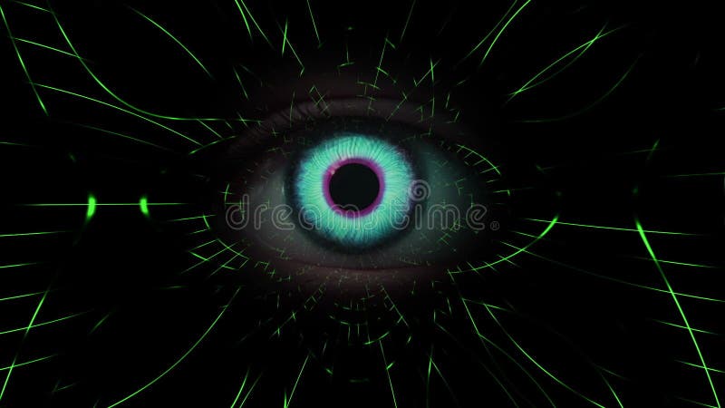 CLose Up of Eye with Digital Interface in the Back Concept of Modern ...