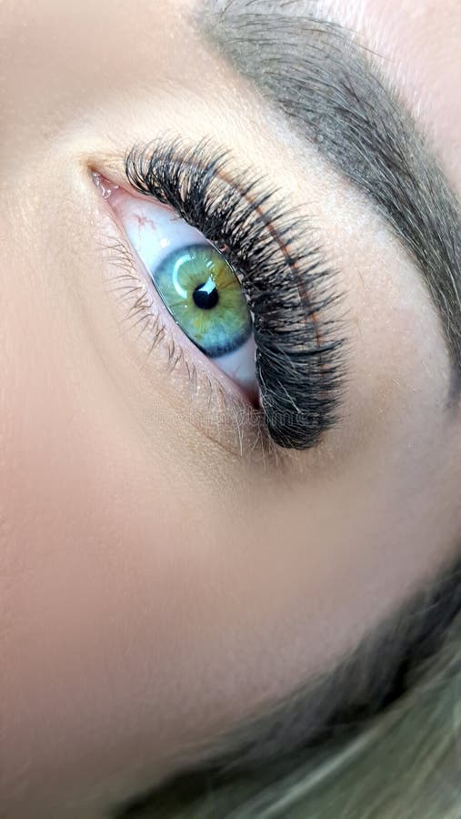 Close Up of Eye with Eyelash Extensions ,beauty Salon Treatment , Stock ...