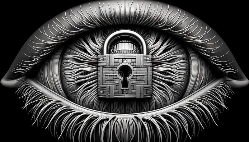 Close Up of an Eye with a Lock. Generative AI Stock Photo - Image of ...