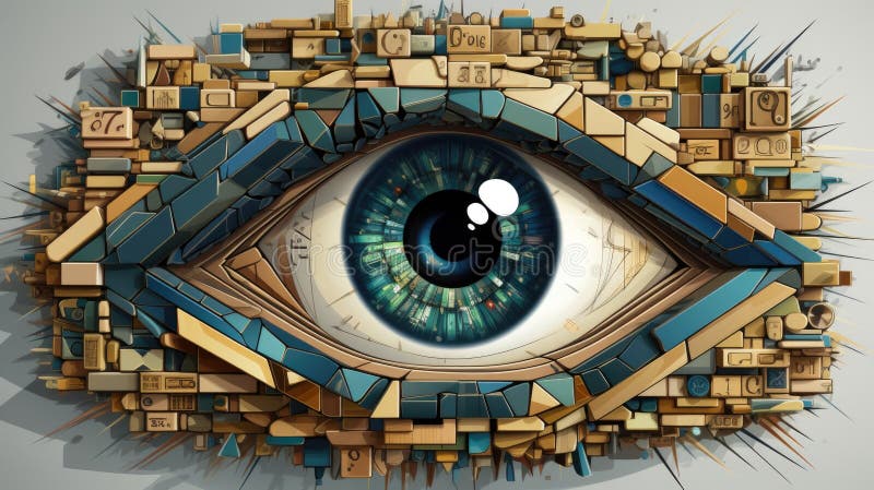 A Close Up of an Eye Made of Blocks. Generative AI Image. Stock ...