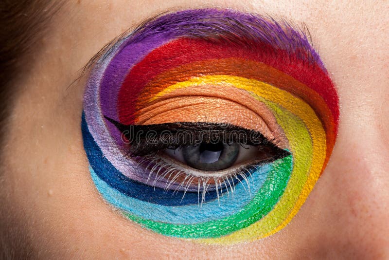 Close Up of Eye with Rainbow Colors Stock Photo - Image of closeup ...