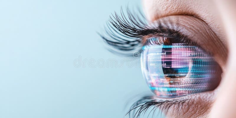 A Close-up of an Eye Reveals a Digital Display within, Featuring ...