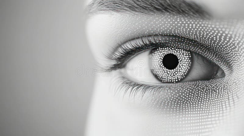 Detailed Dot Art Representation of an Eye Emphasizing Artistic ...