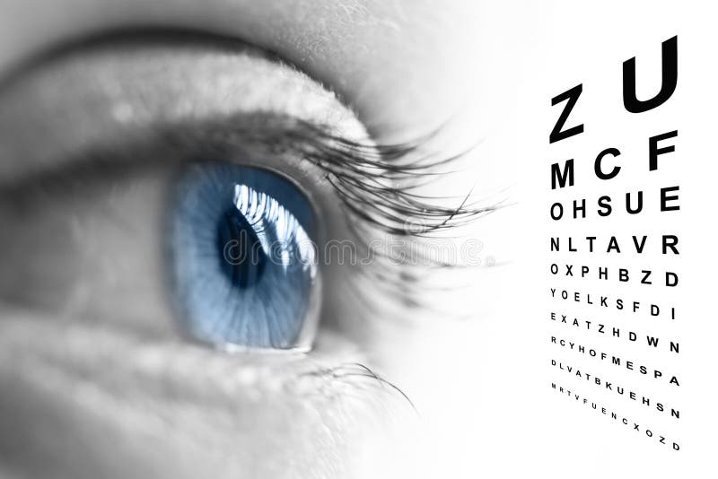 Close Up of Eye and Vision Test Chart Stock Illustration - Illustration ...