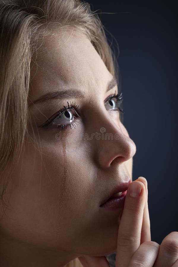 Close Up of Crying Young White Man Looking Down, Horizontal Stock Image ...