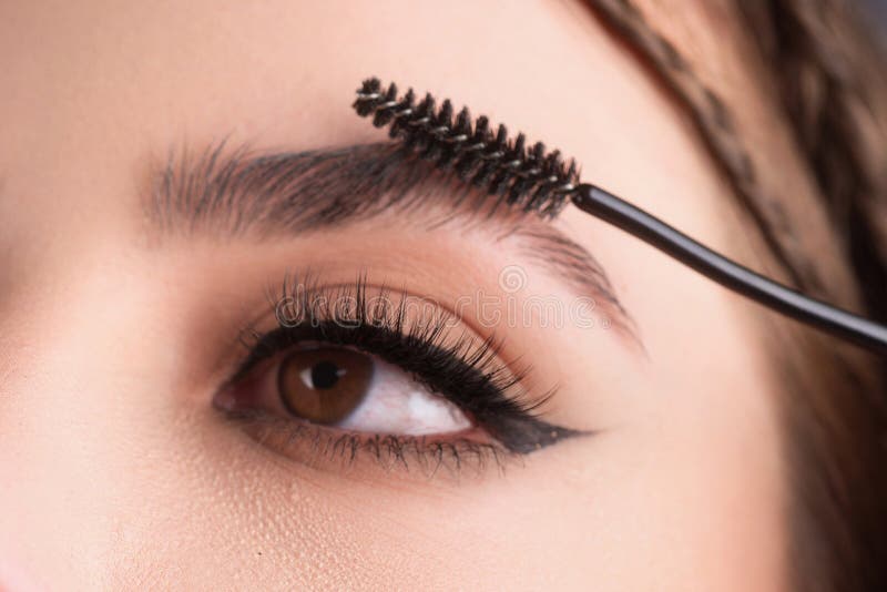 Close Up Eyebrows with Eyebrow Brush. Care for Brows, Eyebrows ...