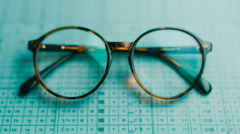 Close-up of Eyeglasses on a Vision Test Chart Stock Illustration ...