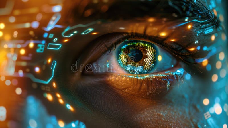 Close Up Eyes and AI Technology Stock Photo - Image of cyber, optical ...