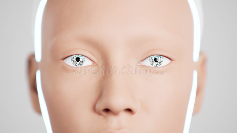 Close Up Eyes of Humanoid Robot. Technologies in the Futuristic Stock ...