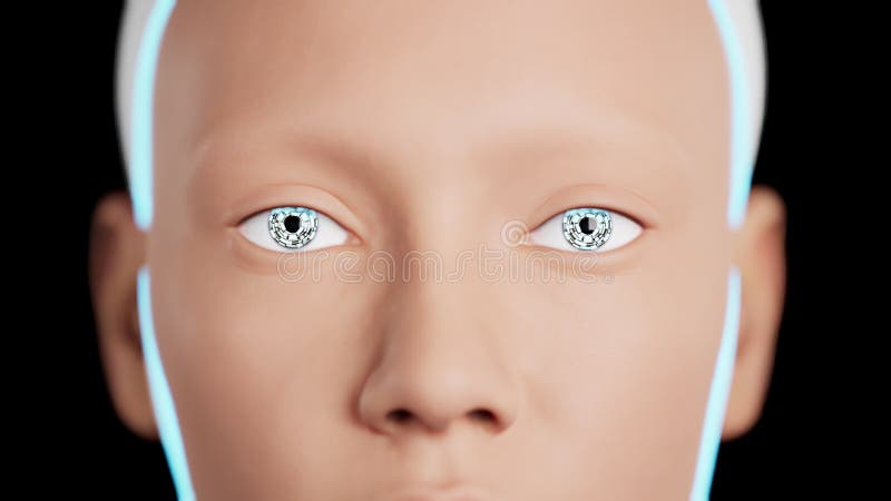 Close Up Eyes of Humanoid Robot. Technologies in the Futuristic Stock ...