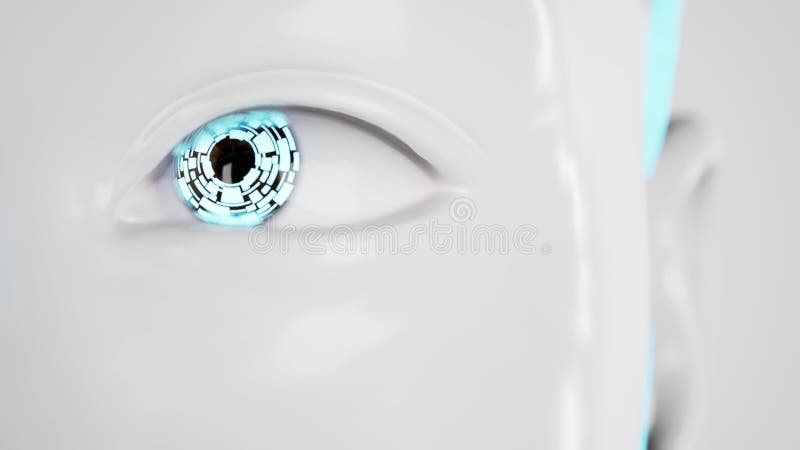 Close Up Eyes of Humanoid Robot. Technologies in the Futuristic Stock ...