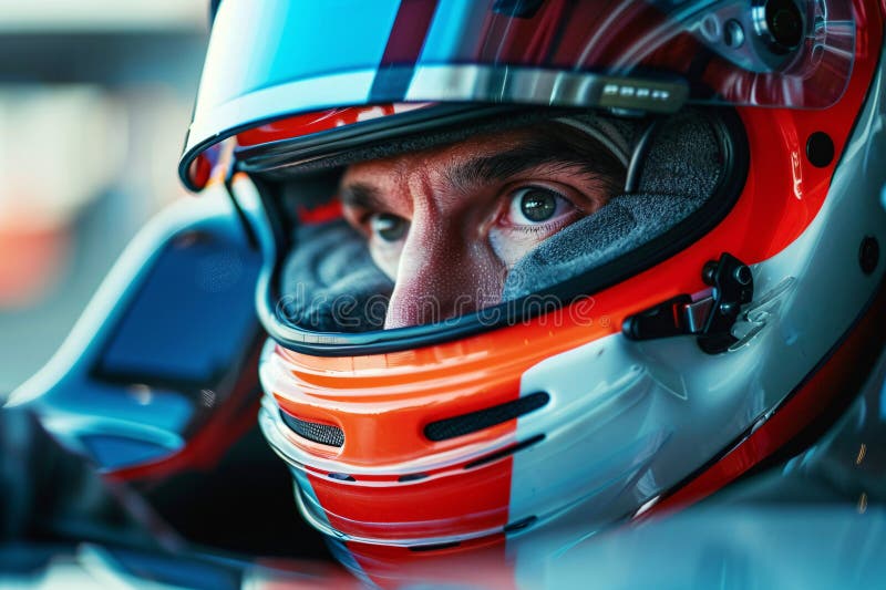 Close Up of Eyes of Racer in Helmet Driving Car Stock Illustration ...