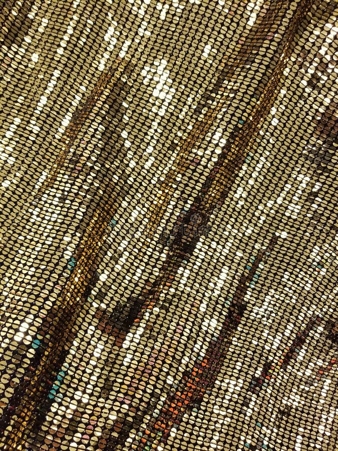 Close Up of a Fabric Decorated with Shiny Gold Sequins Stock Image ...