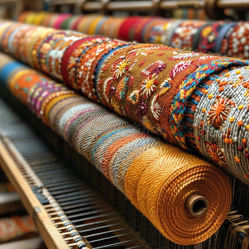 Close-up of Fabric Weaving on a Loom Stock Photo - Image of close ...