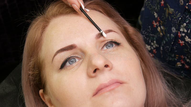 Eyebrow Shape Correction. a Master Plucks Eyebrows for Client Using ...