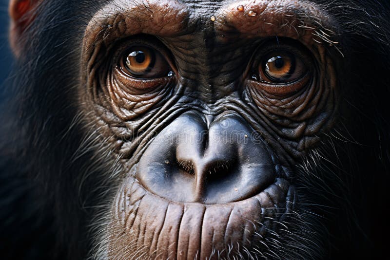 Close Up of Face of Chimpanzee Ape Stock Illustration - Illustration of ...