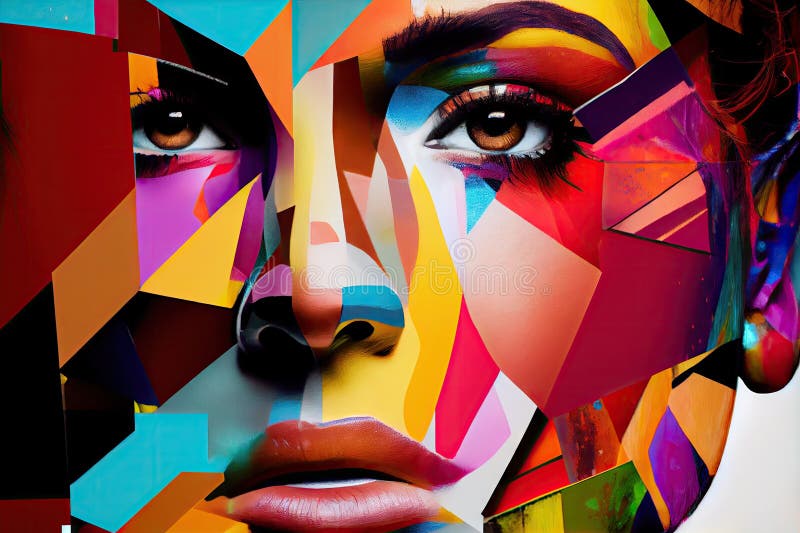 Close-up of Face Collage with Bright and Bold Colors Stock Image ...