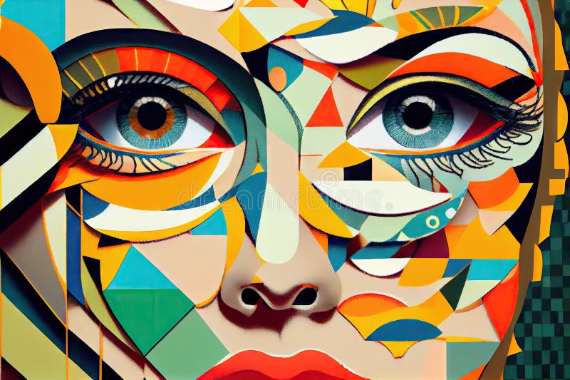 Close-up of Face Collage with Quirky Patterns, Shapes, and Colors Stock ...