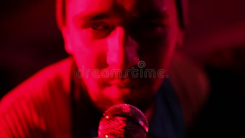 Close Up Face of DJ Rapping into Microphone at Stock Video - Video of ...