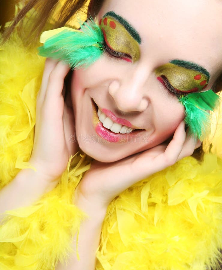 Crazy Girl with Bright Make Up Stock Photo - Image of fashion, looking ...
