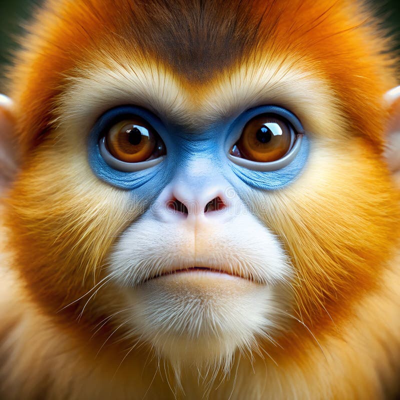A Close Up Face of Golden Snub-nosed Monkey. Generative AI Stock Image ...